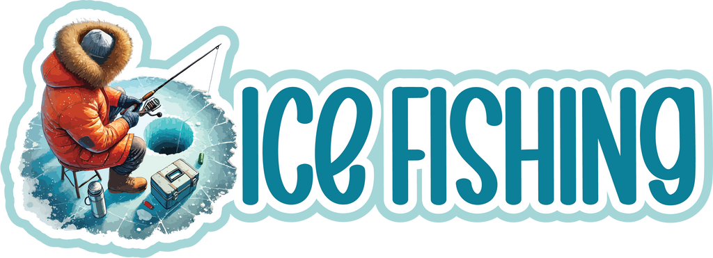 Ice Fishing - Print & Cut Scrapbook Page Title - INSTANT DOWNLOAD ...