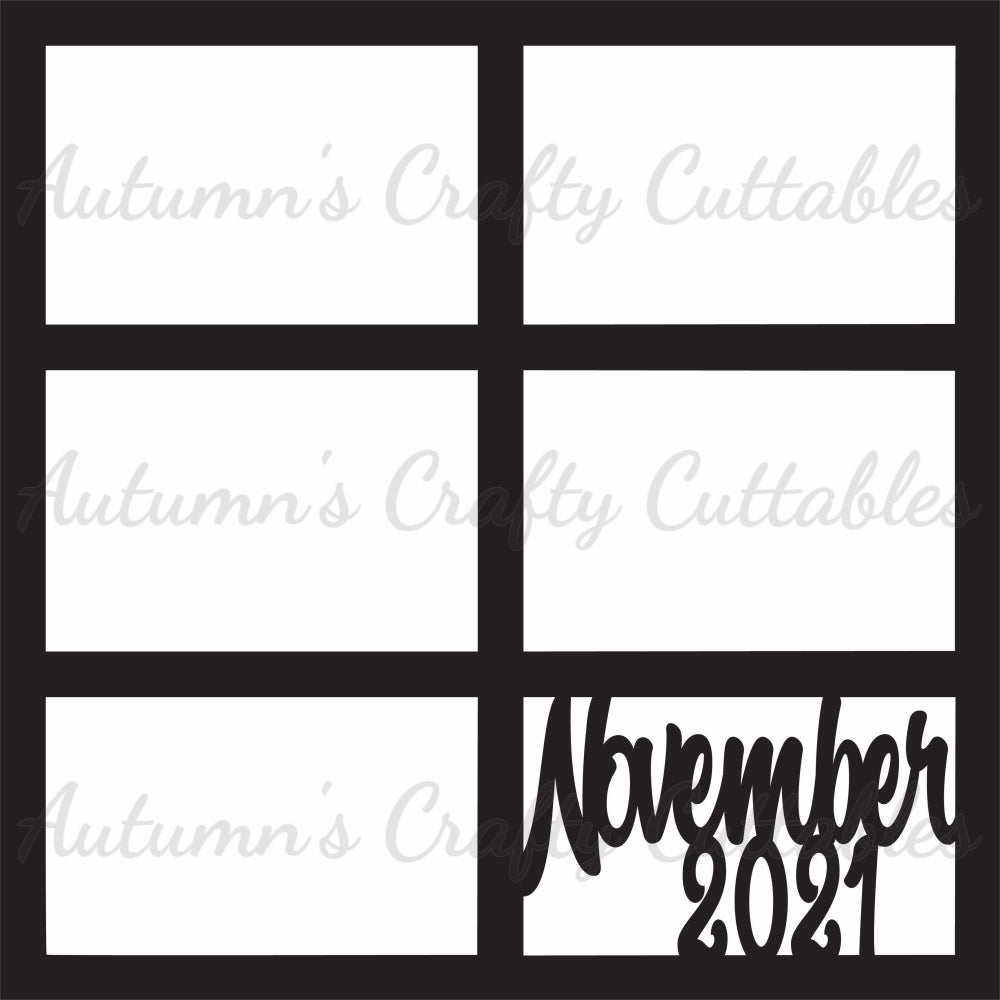 November 2021 - 6 Frames - Scrapbook Page Overlay - Digital Cut File ...