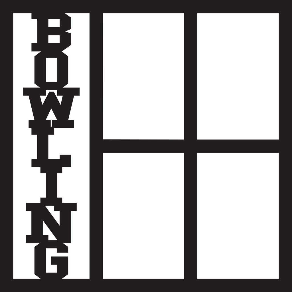 Bowling - 4 Vertical Frames - Scrapbook Page Overlay - Digital Cut Fil ...