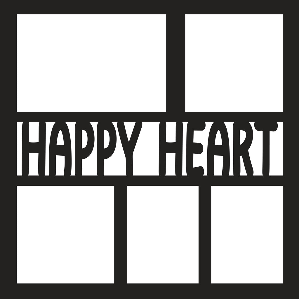 Happy Heart - 5 Frames - Scrapbook Page Overlay - Digital Cut File - S ...