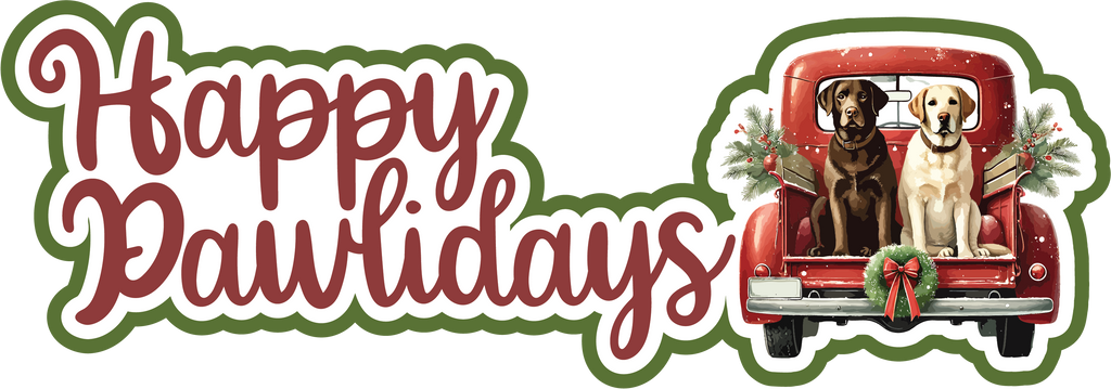 Happy Pawlidays - Print & Cut Scrapbook Page Title - INSTANT DOWNLOAD ...