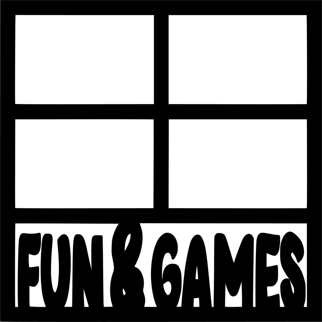 Fun & Games - 4 Frames - Scrapbook Page Overlay - Digital Cut File - S ...